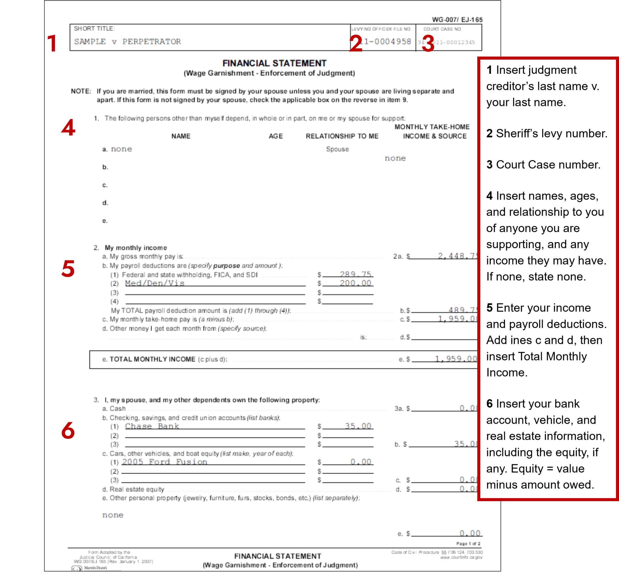 Claim of Exemption: Wage Garnishment - Sacramento County Public Law Library