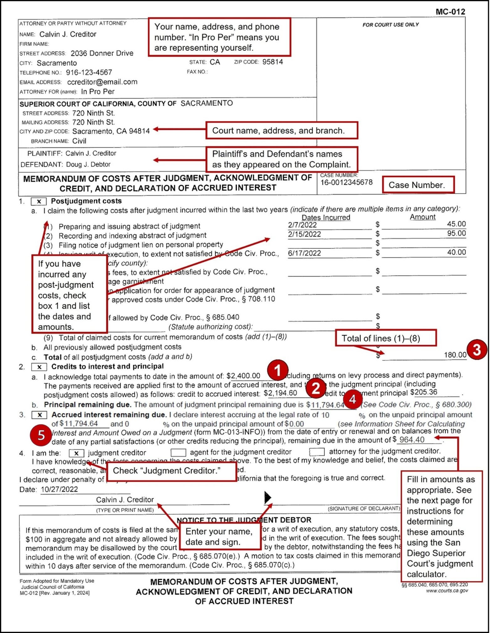 Memorandum of Costs after Judgment - Sacramento County Public Law Library