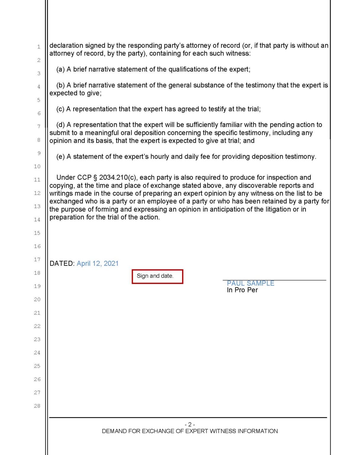 Discovery: Exchange of Expert Witness Information - Sacramento County ...