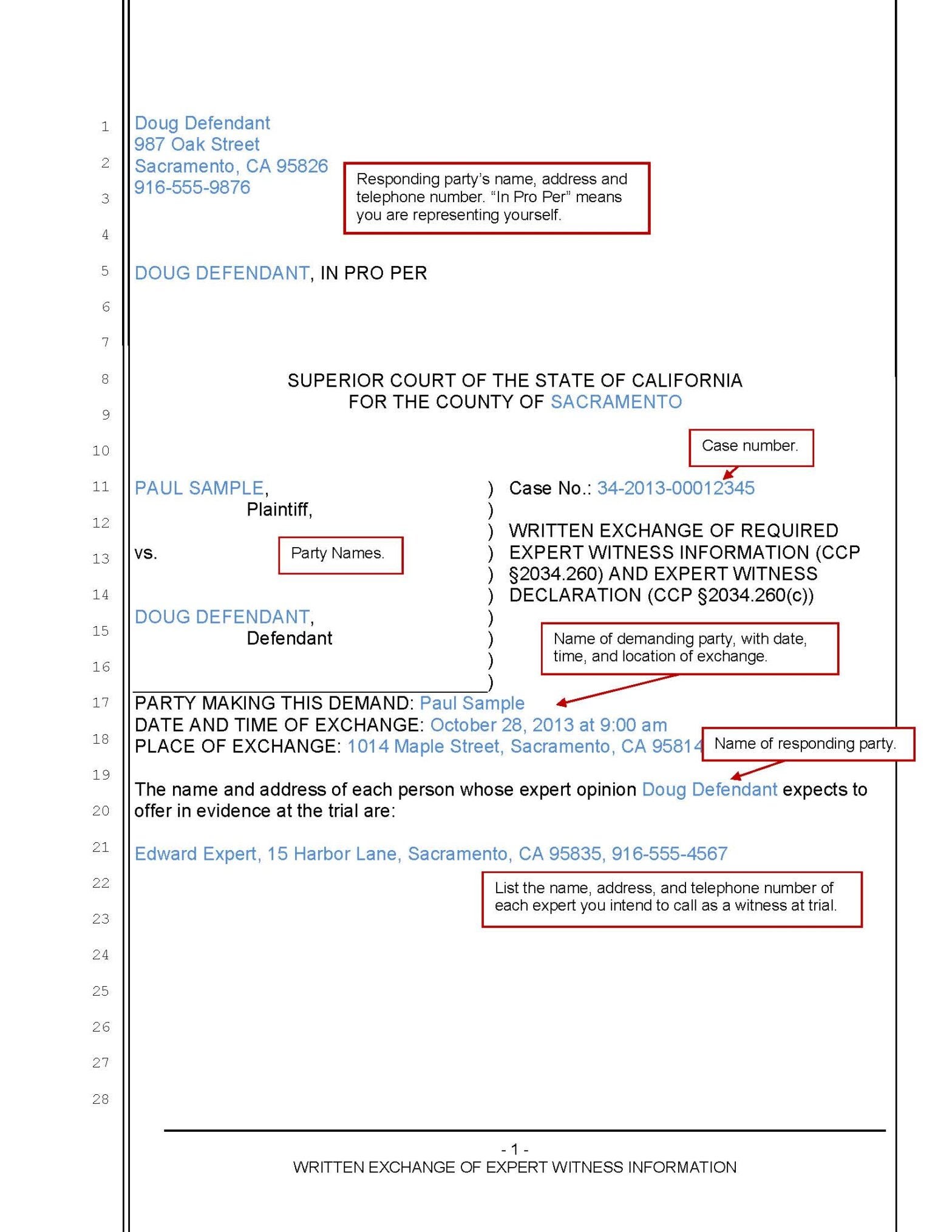 Discovery: Exchange of Expert Witness Information - Sacramento County ...