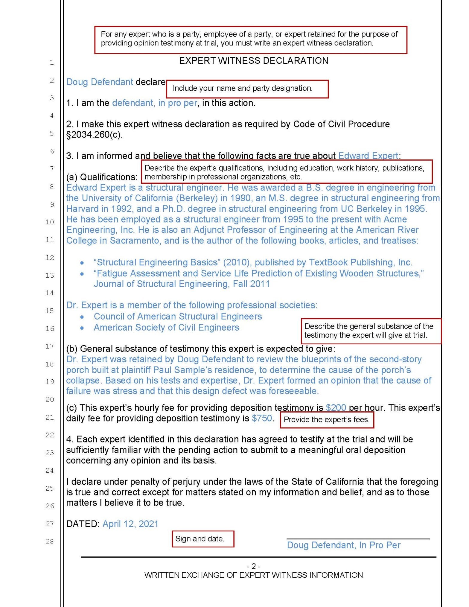 Discovery: Exchange of Expert Witness Information - Sacramento County ...