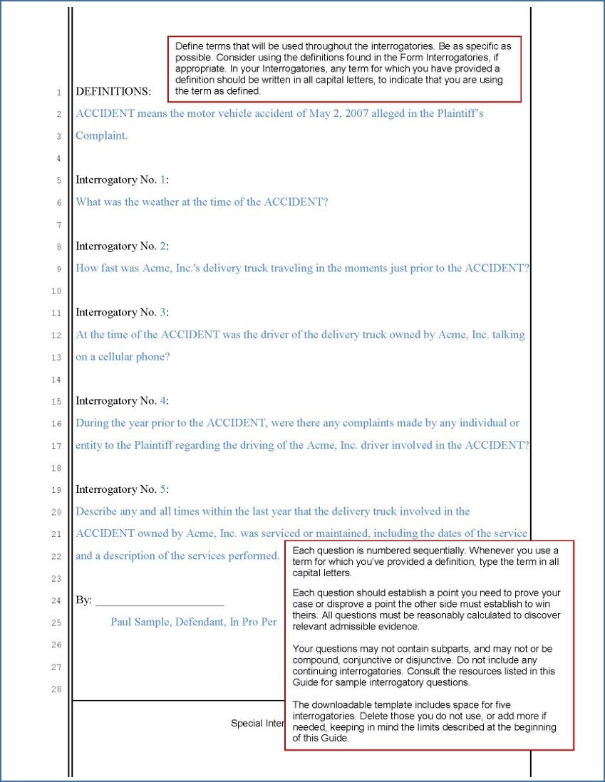 Discovery: Special Interrogatories - Sacramento County Public Law Library