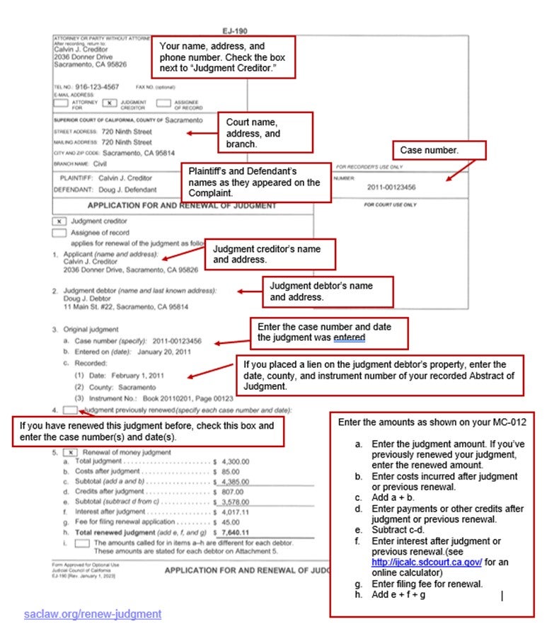 Renewal of Judgment - Sacramento County Public Law Library