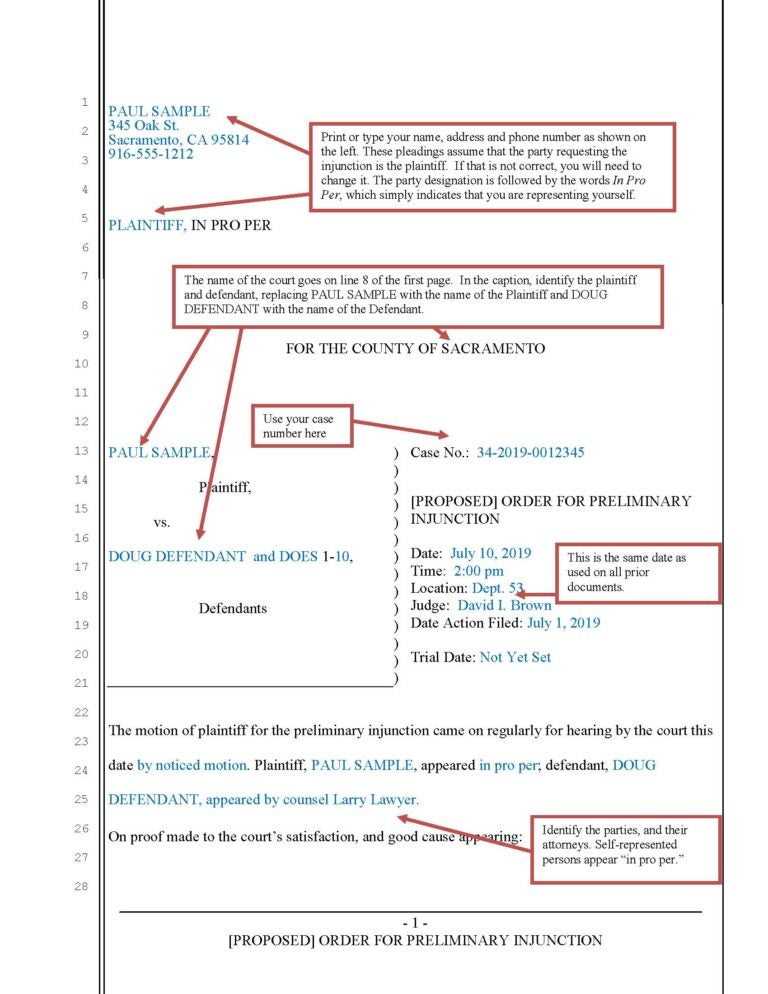 Injunction by Noticed Motion - Sacramento County Public Law Library