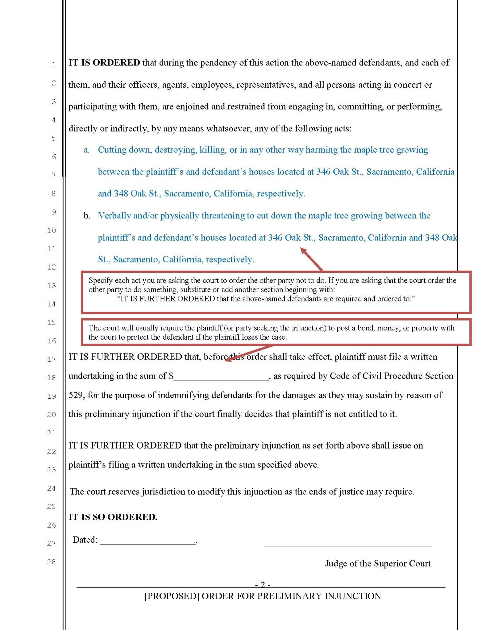 Injunction by Noticed Motion - Sacramento County Public Law Library