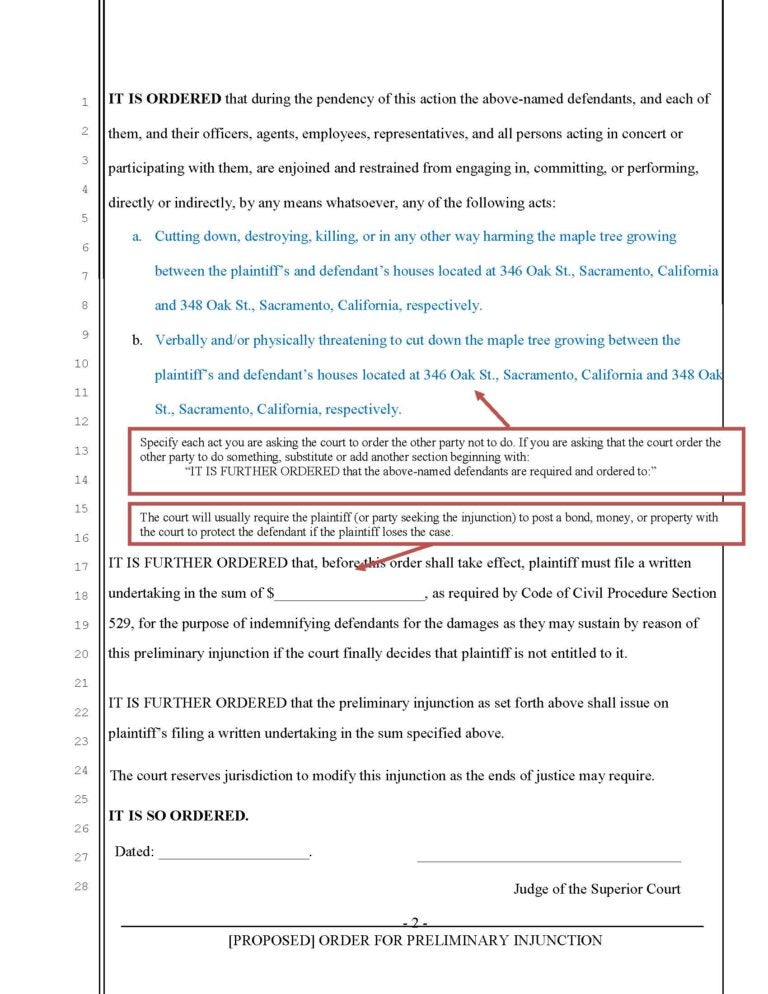 Injunction by Noticed Motion - Sacramento County Public Law Library