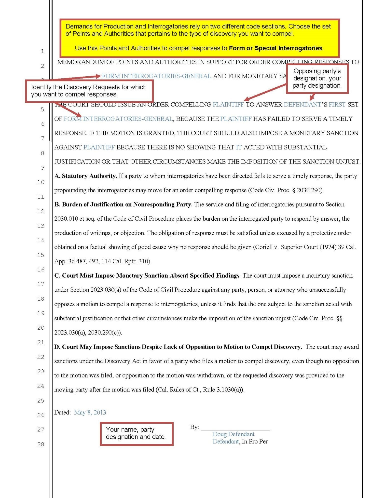Motion to Compel Discovery Responses - Sacramento County Public Law Library