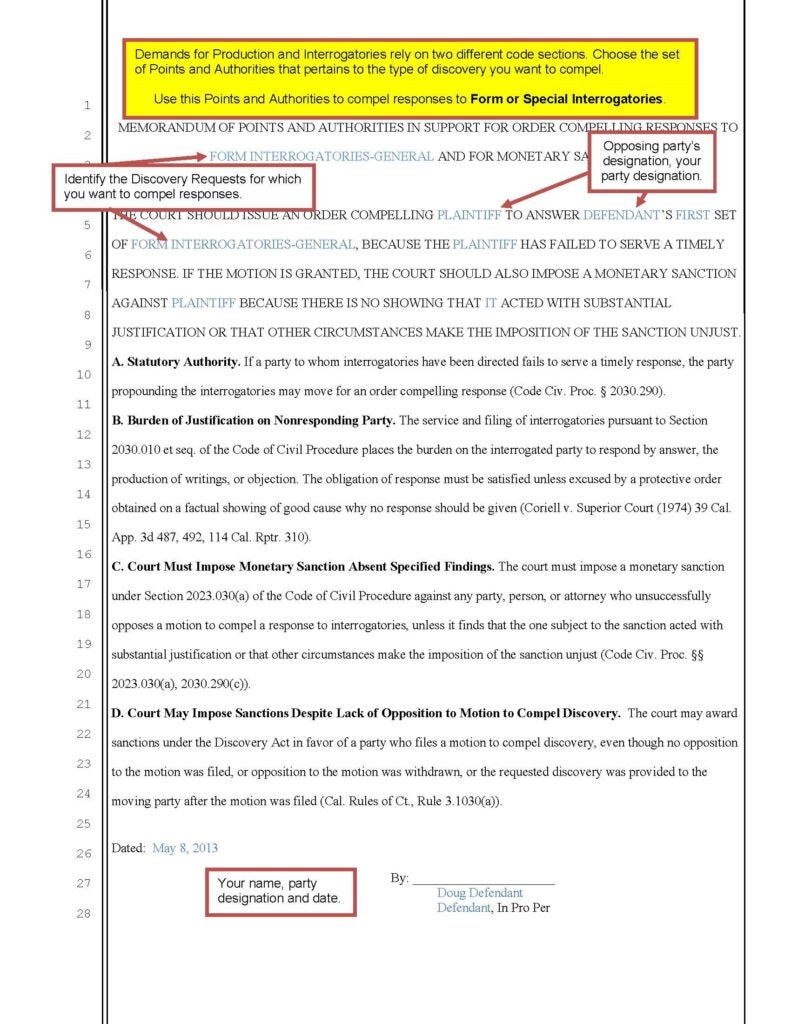 Motion to Compel Discovery Responses - Sacramento County Public Law Library