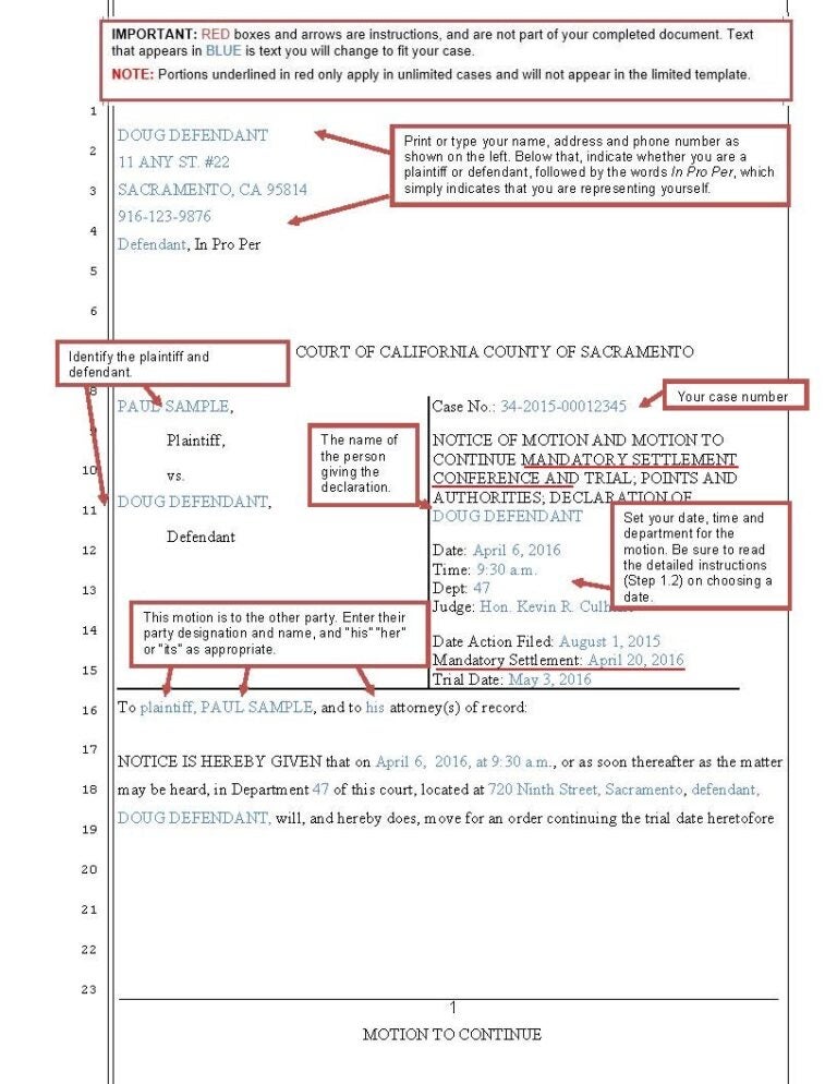Motion to Continue Trial and Mandatory Settlement Conference ...