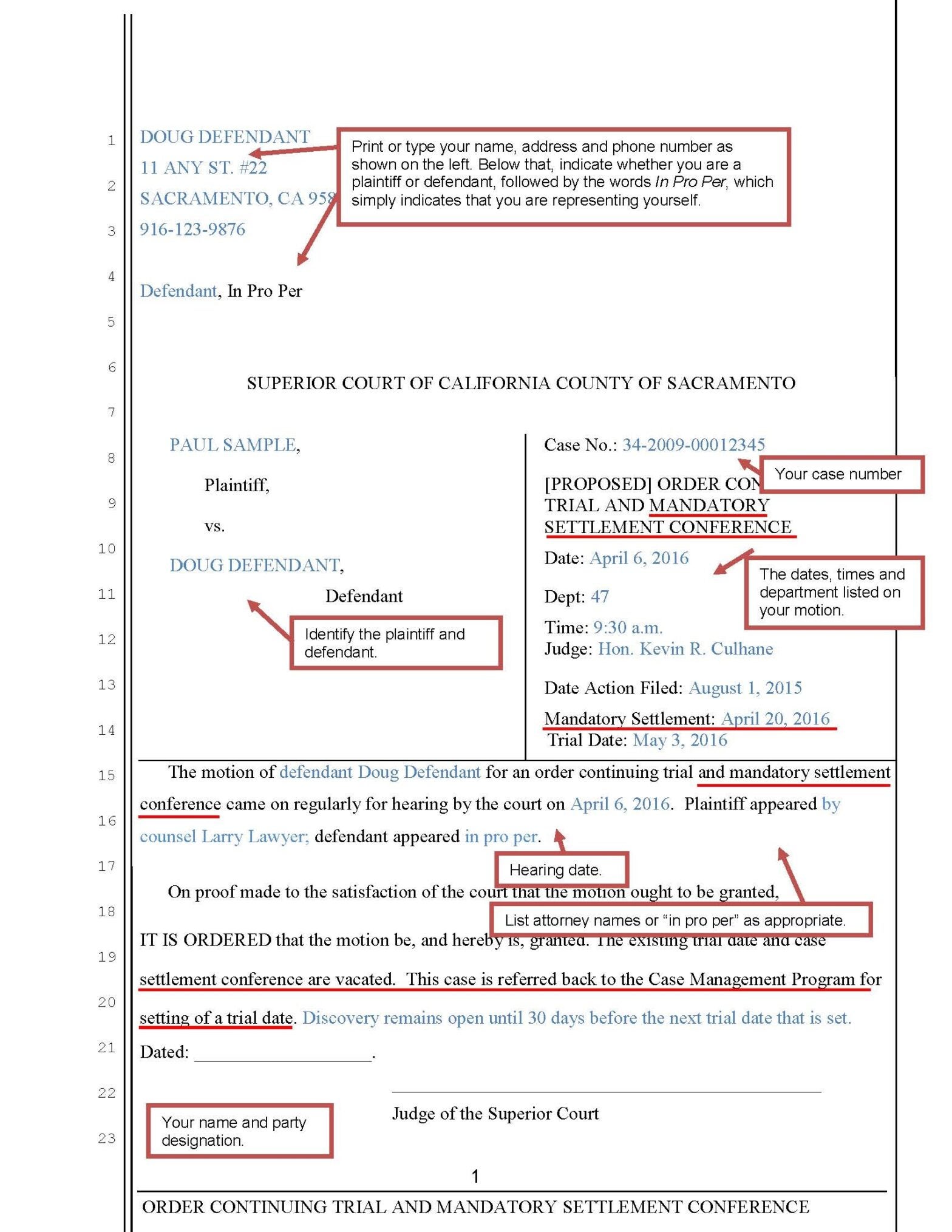 Motion to Continue Trial and Mandatory Settlement Conference ...