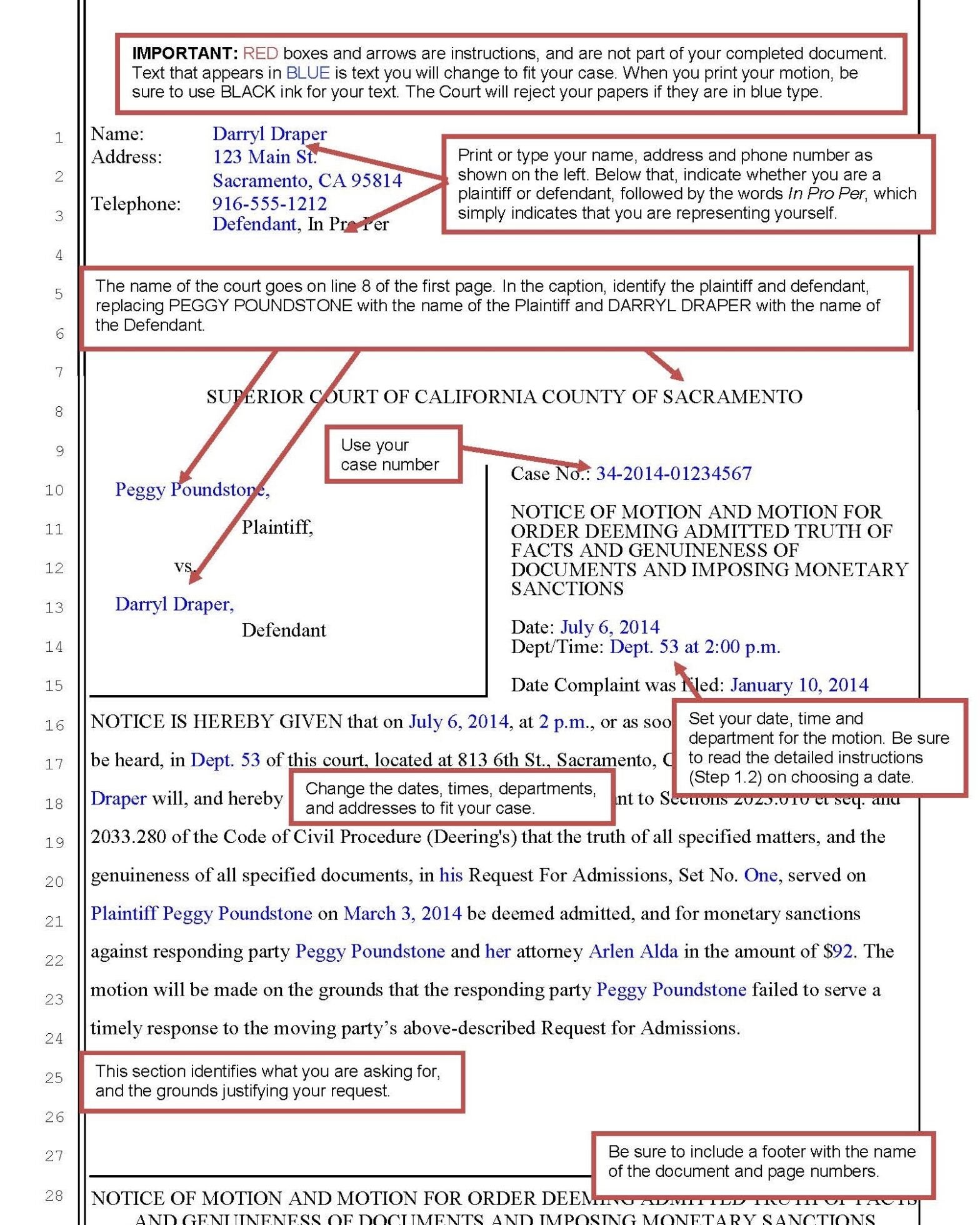 Motion to Deem Facts Admitted - Sacramento County Public Law Library