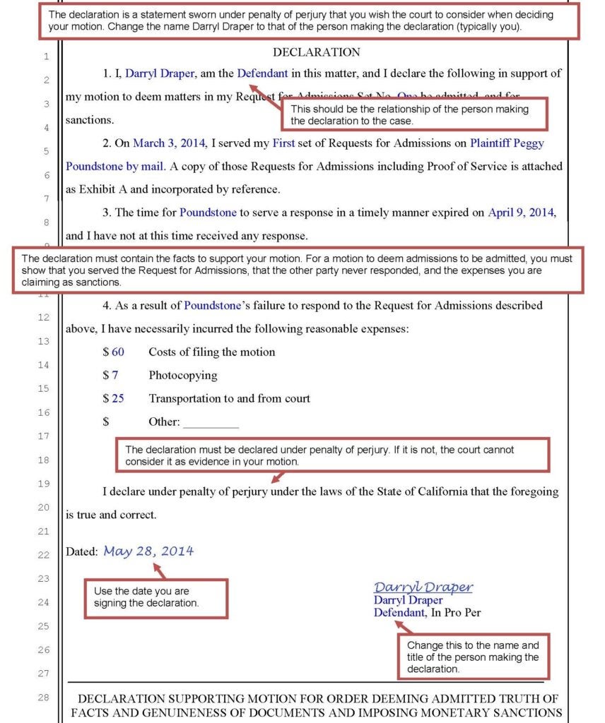 Motion to Deem Facts Admitted - Sacramento County Public Law Library