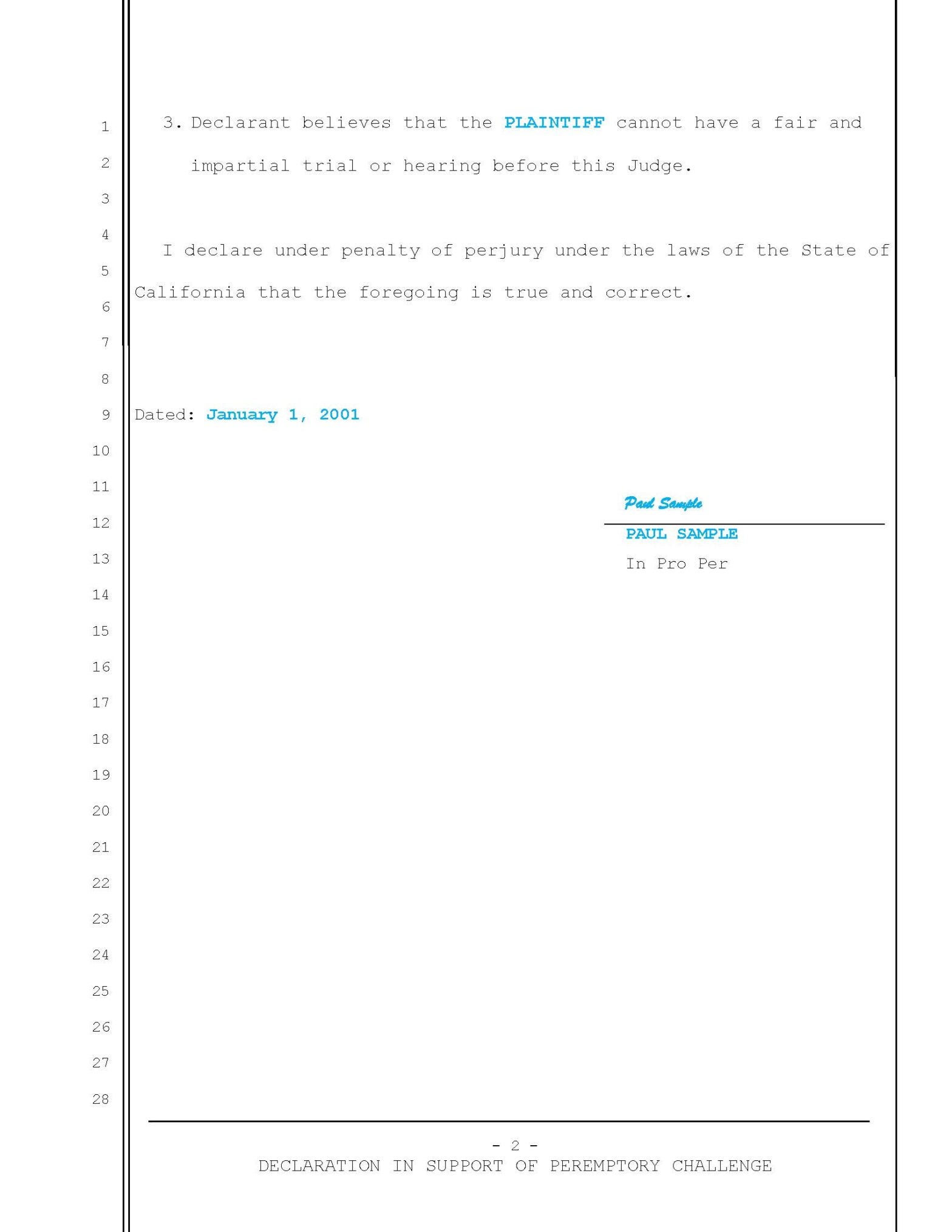 Peremptory Challenge of a Judge - Sacramento County Public Law Library