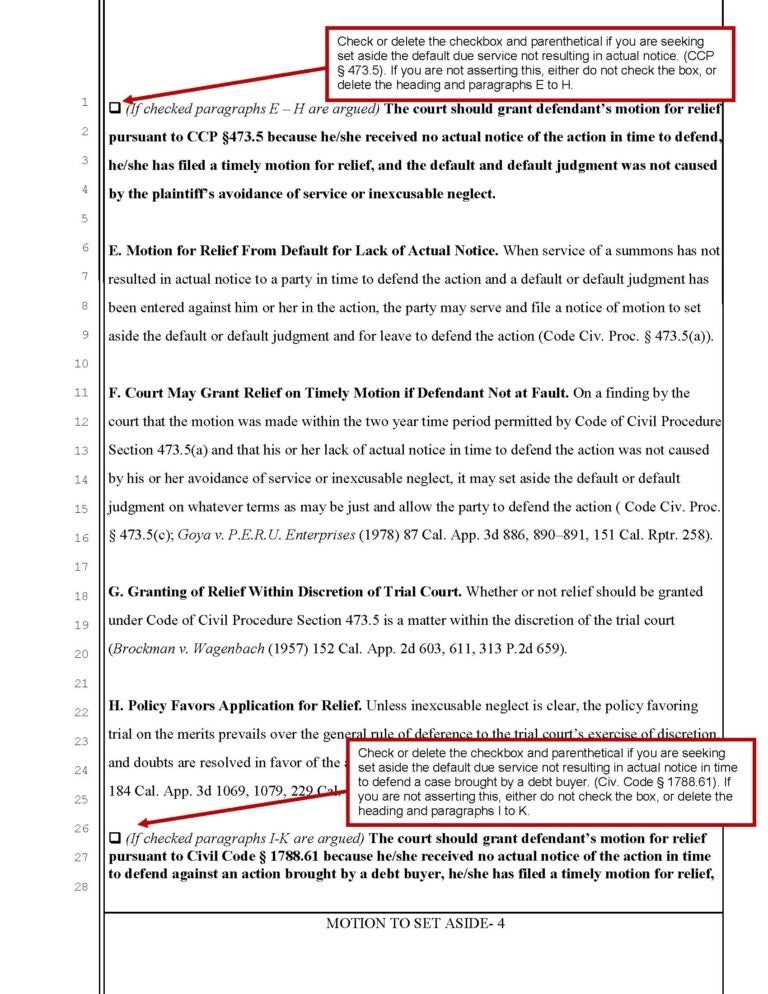 Motion to Set Aside (Relief from Default Judgment) - Sacramento County ...