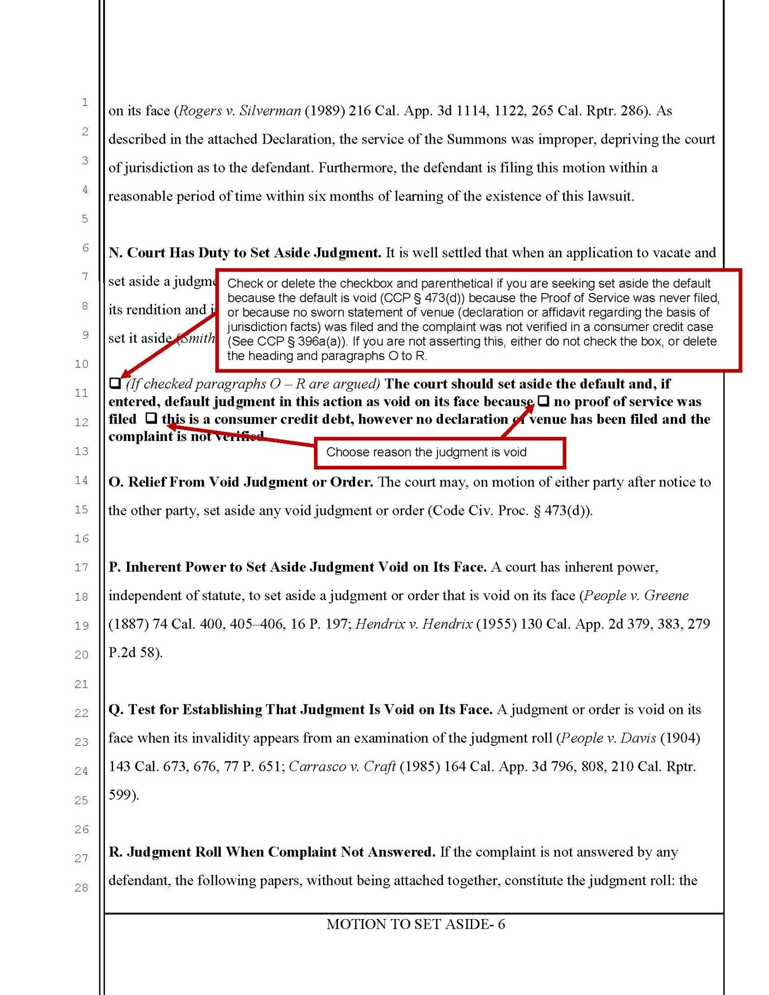 Motion to Set Aside (Relief from Default Judgment) - Sacramento County ...