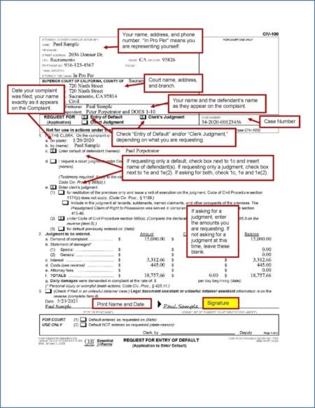 Request a Default Judgment by Clerk - Sacramento County Public Law Library