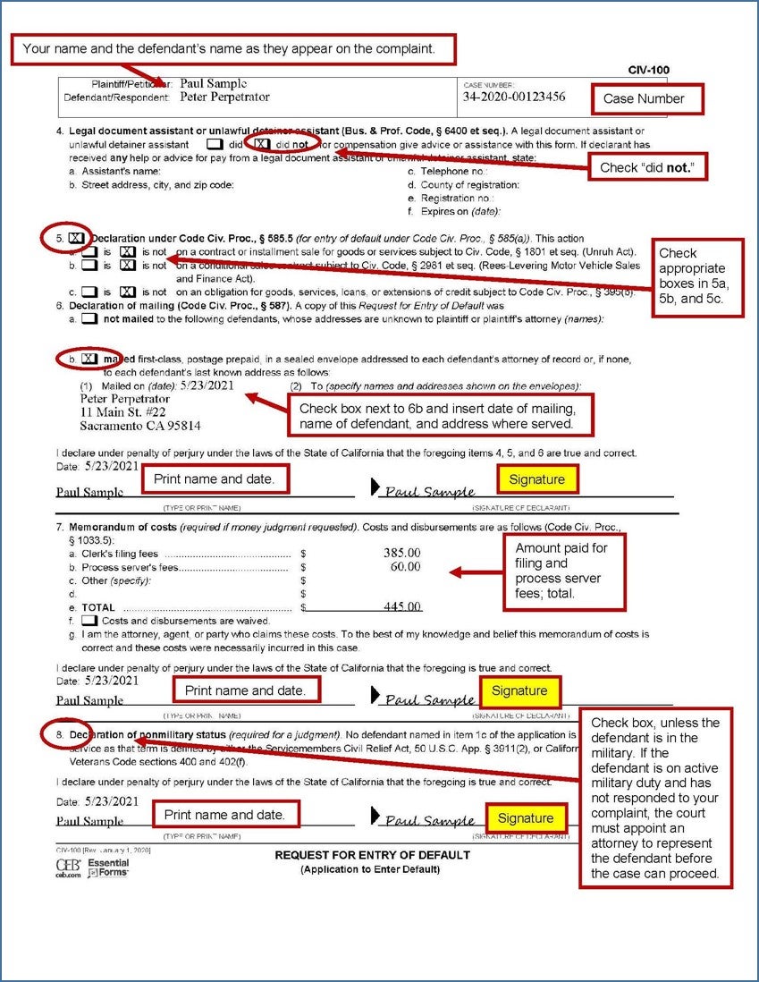 Request a Default Judgment by Clerk - Sacramento County Public Law Library
