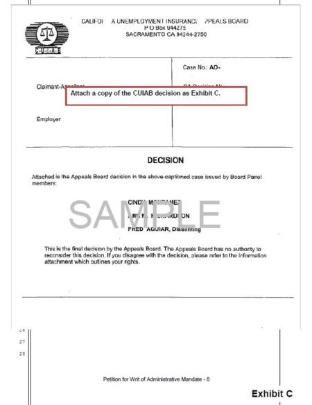 Writ of Mandate for Unemployment Benefits - Sacramento County Public ...