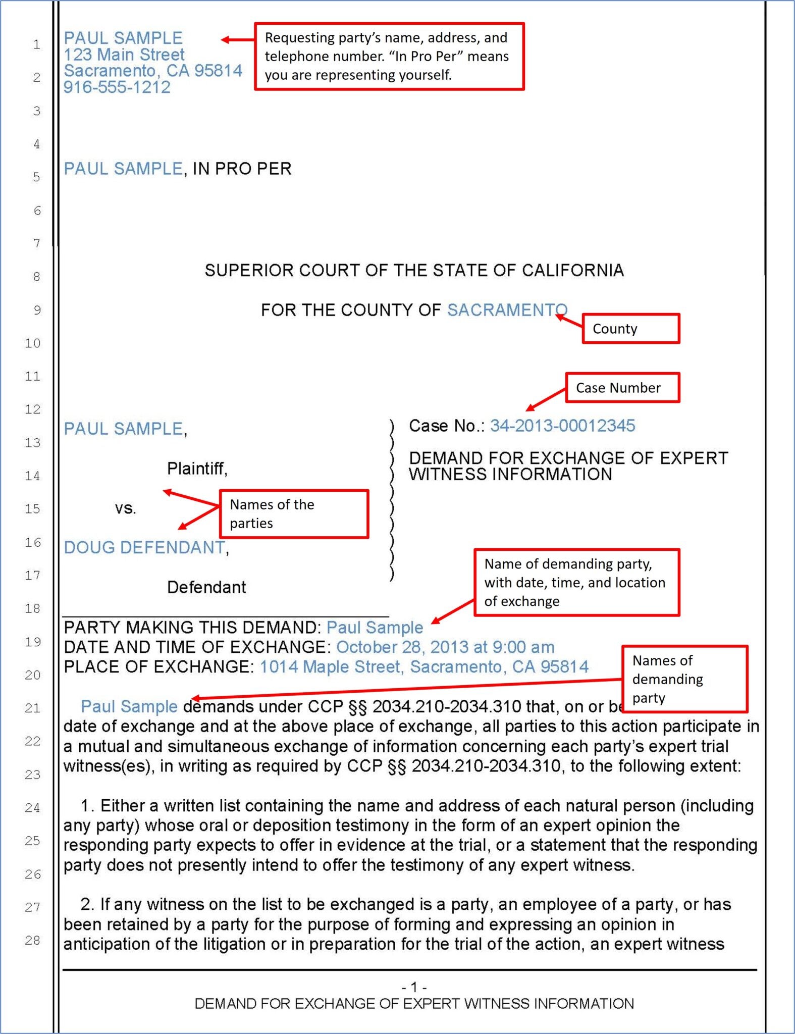 Discovery: Exchange of Expert Witness Information - Sacramento County ...