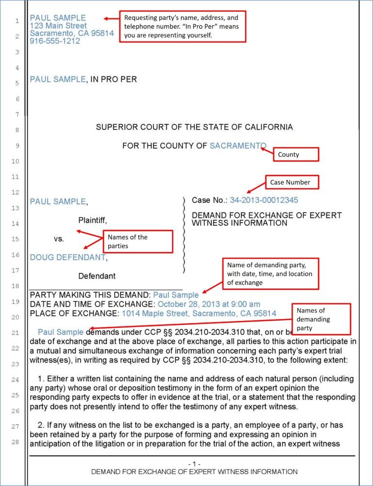 Discovery: Exchange of Expert Witness Information - Sacramento County ...