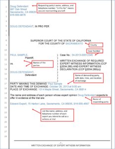 Discovery: Exchange of Expert Witness Information - Sacramento County ...