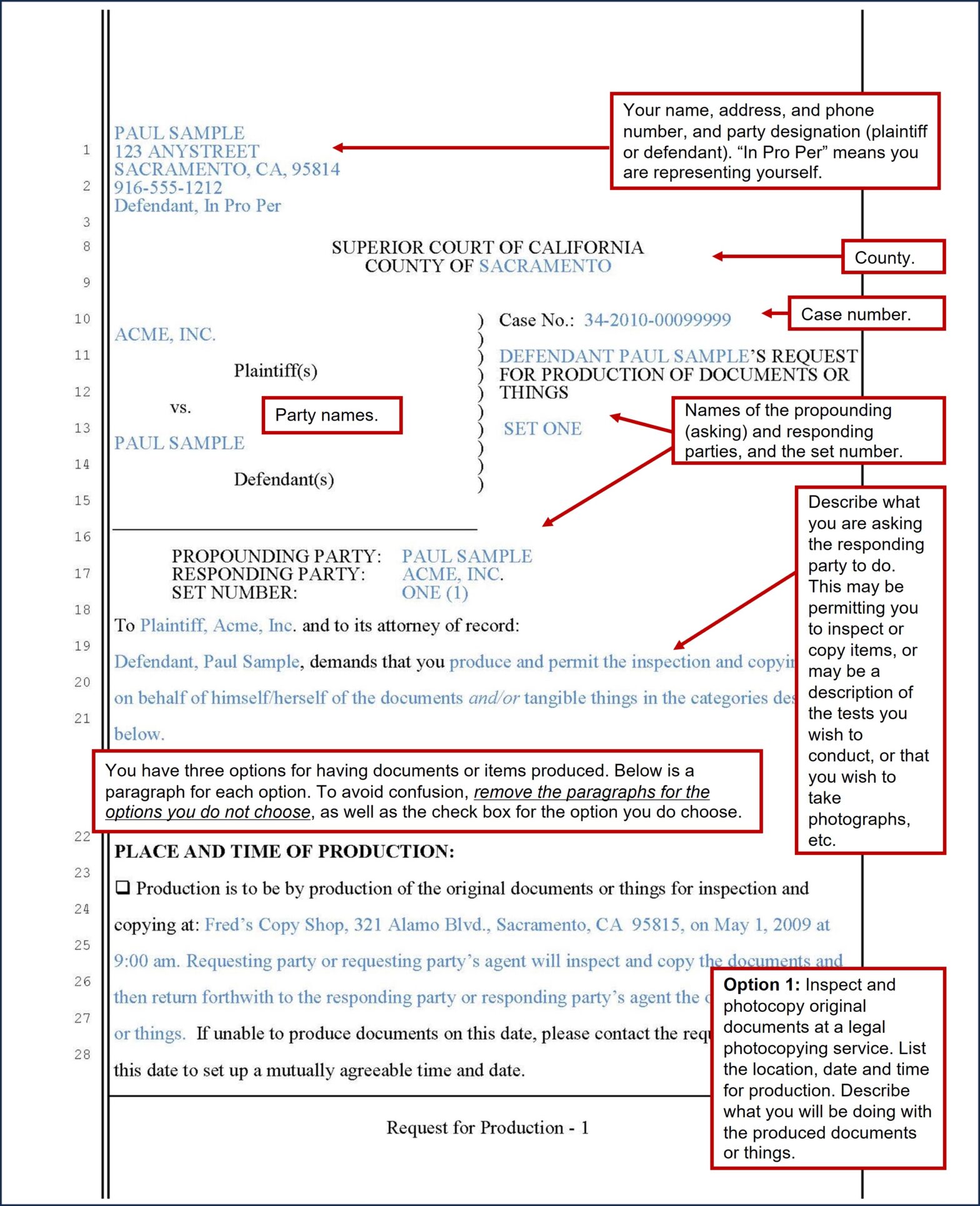 Discovery: Request for Production of Documents and Things - Sacramento ...