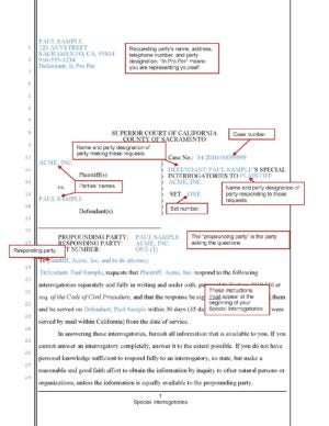 Discovery: Special Interrogatories - Sacramento County Public Law Library