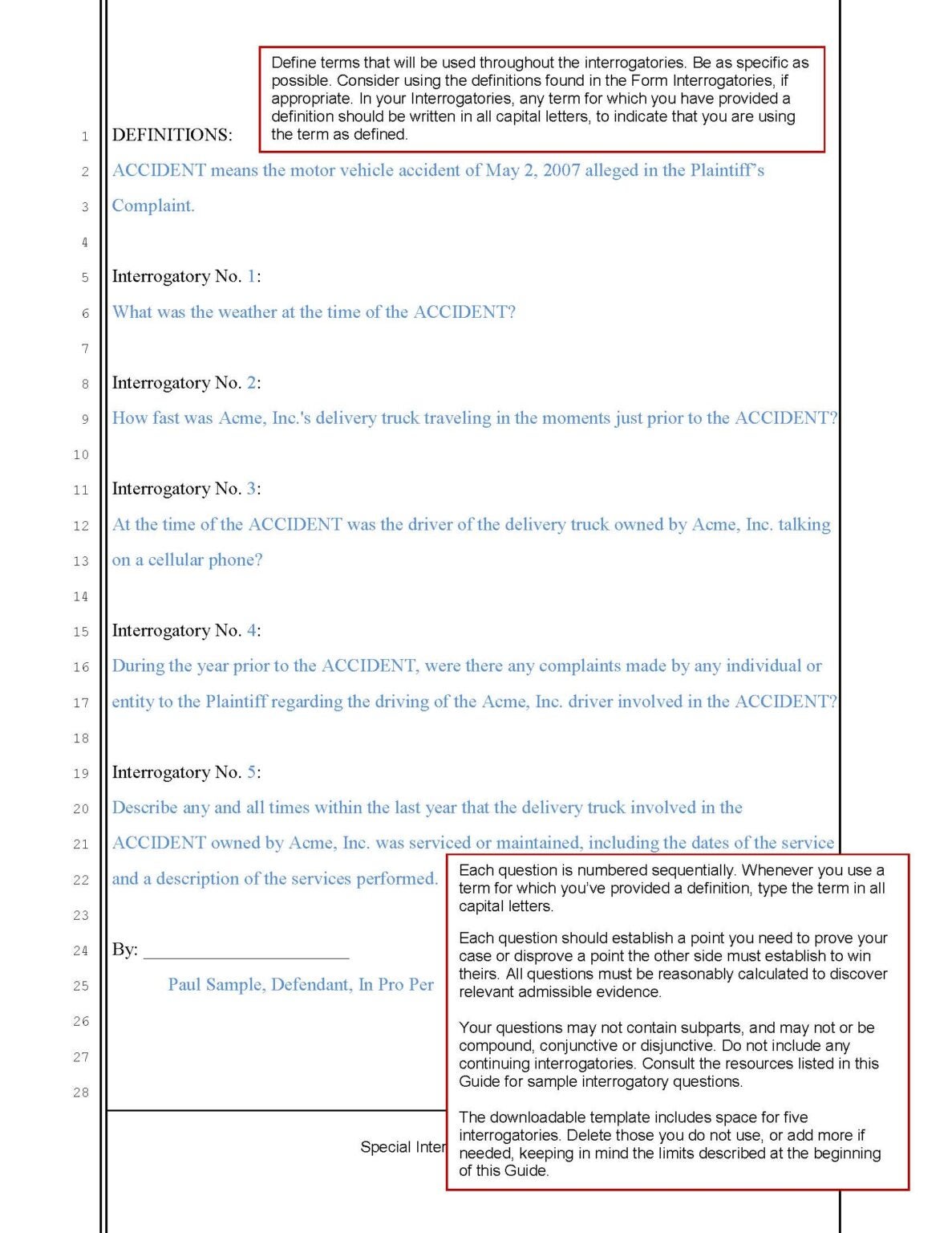 Discovery: Special Interrogatories - Sacramento County Public Law Library