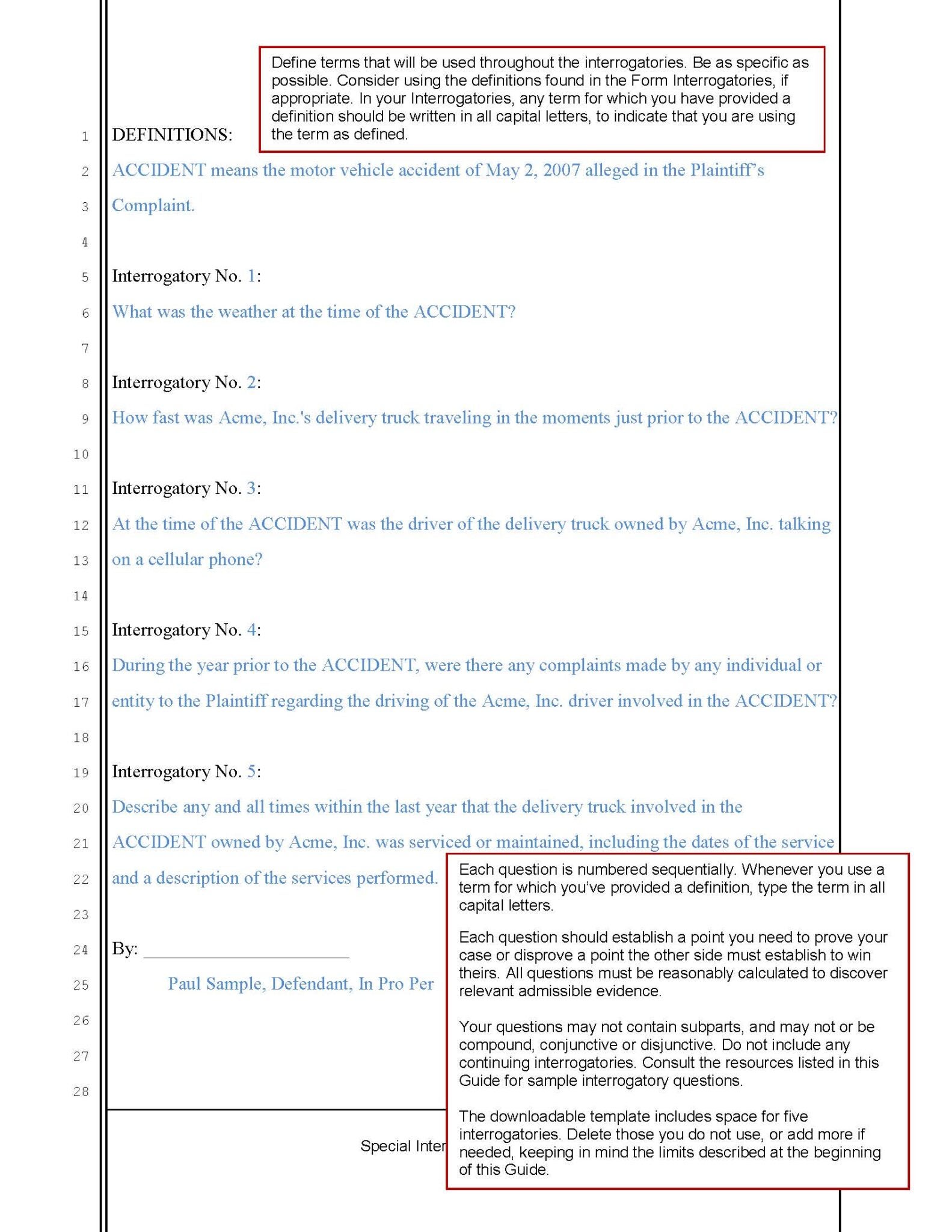 Discovery: Special Interrogatories - Sacramento County Public Law Library