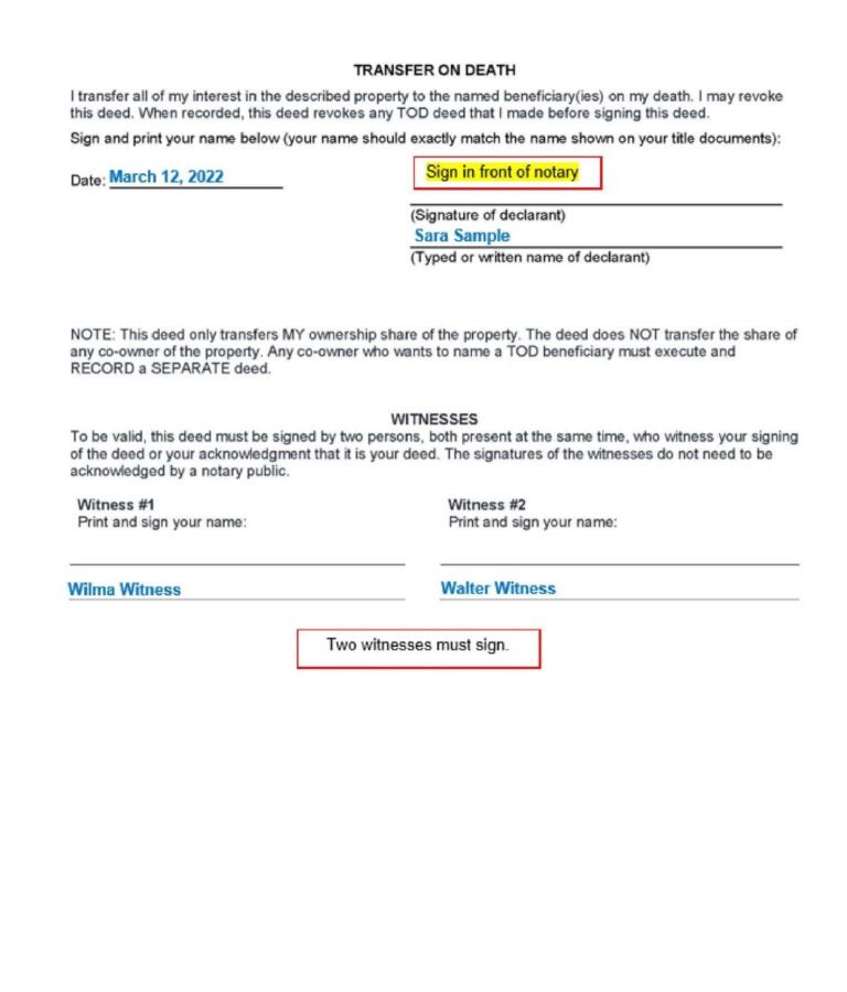 Transfer on Death (TOD) Deed: Naming Beneficiaries - Step by Step Guide ...