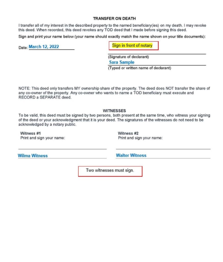 Transfer on Death (TOD) Deed: Naming Beneficiaries - Step by Step Guide ...