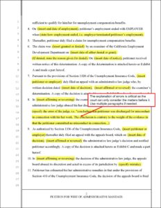 Writ of Mandate for Unemployment Benefits - Sacramento County Public ...