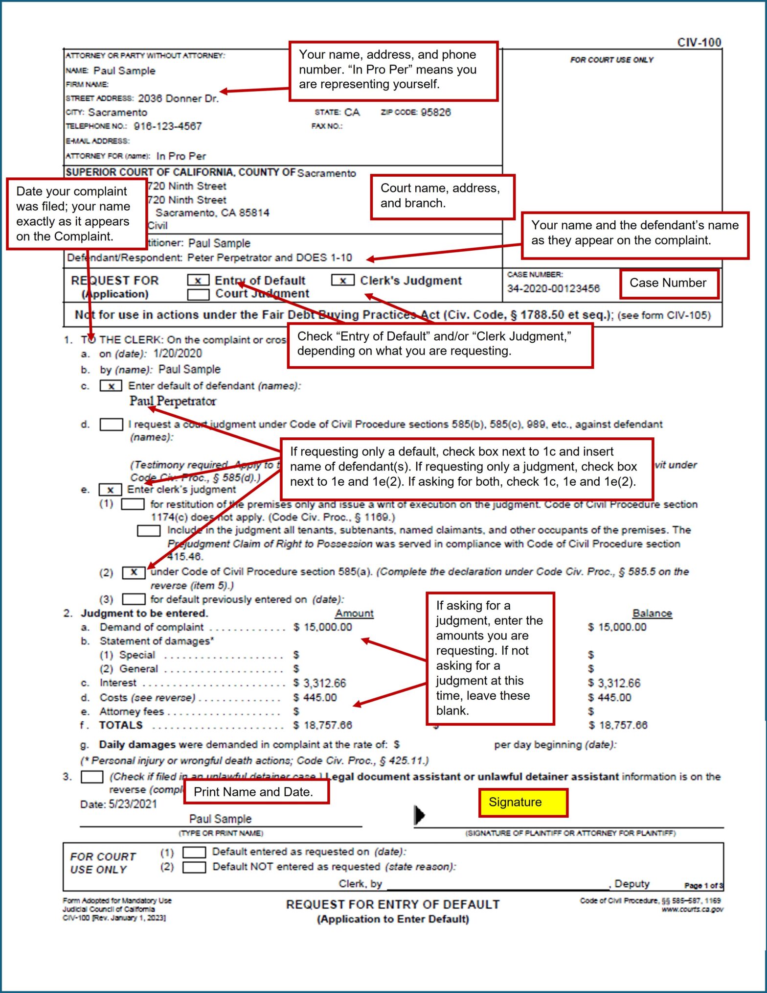 Request a Default Judgment by Clerk - Sacramento County Public Law Library